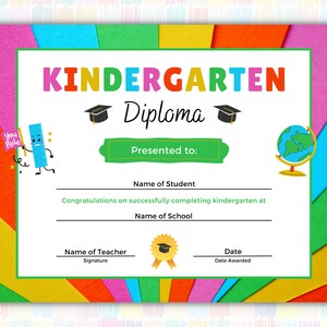 Kindergarten Diploma, Kindergarten Graduation Certificate, Last Day of ...