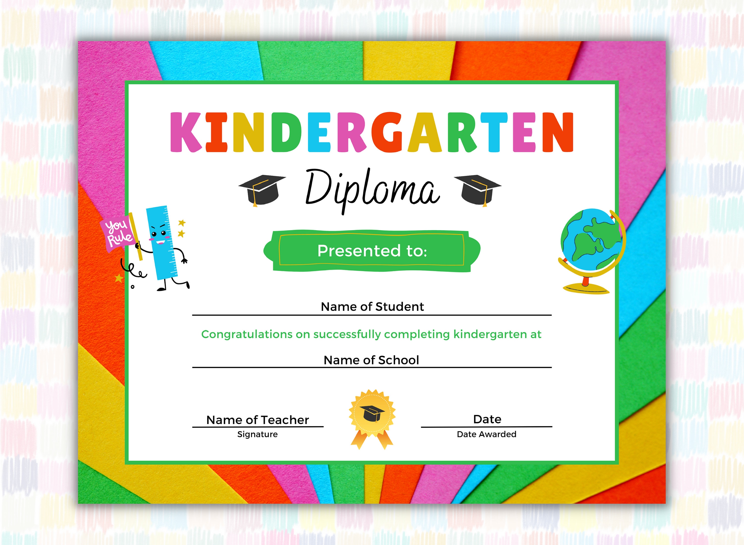 Kindergarten Diploma, Kindergarten Graduation Certificate, Last Day of ...