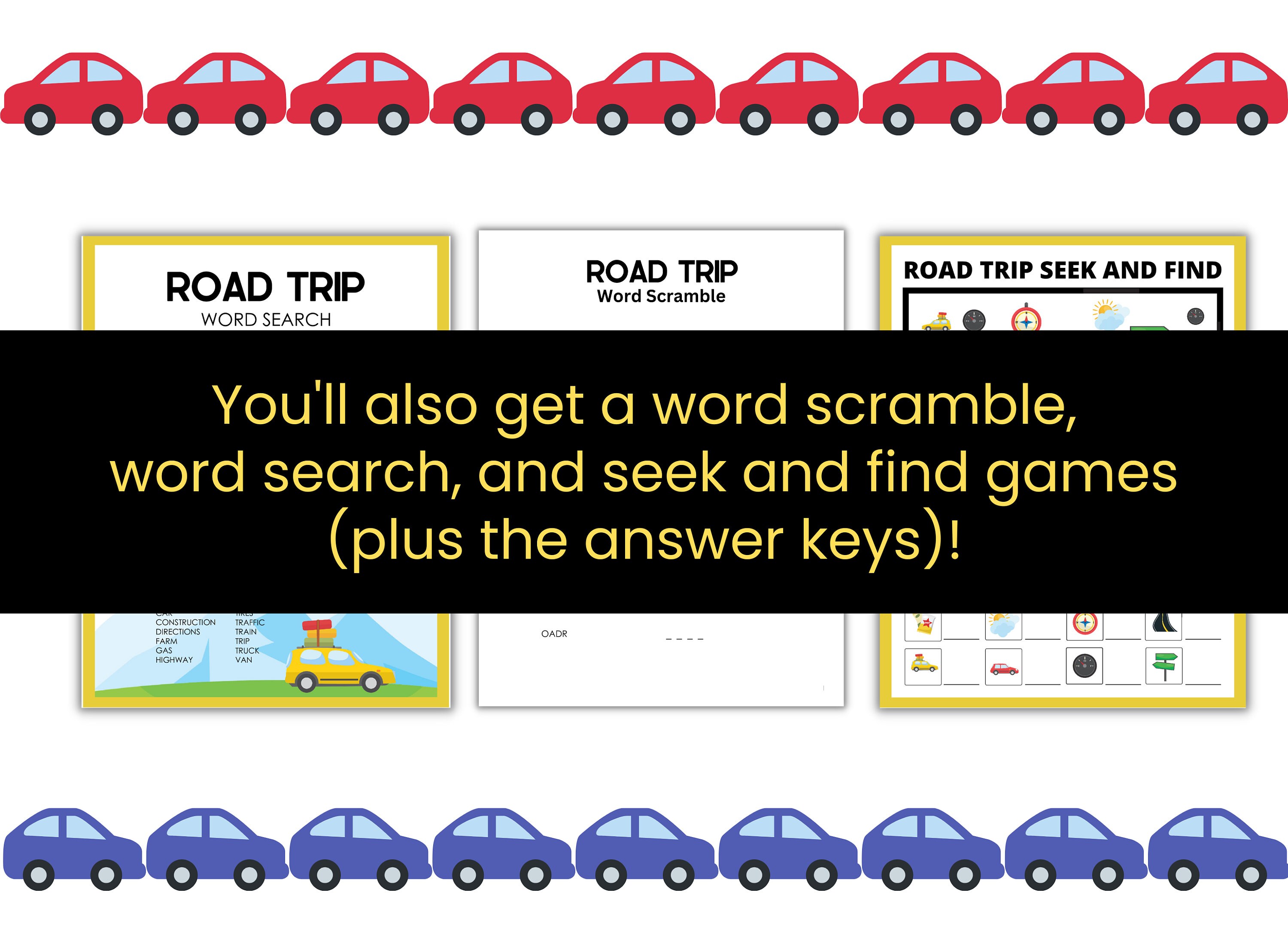 Printable Road Trip Games, Kids Activity Kit, Kids Travel Games, Road ...
