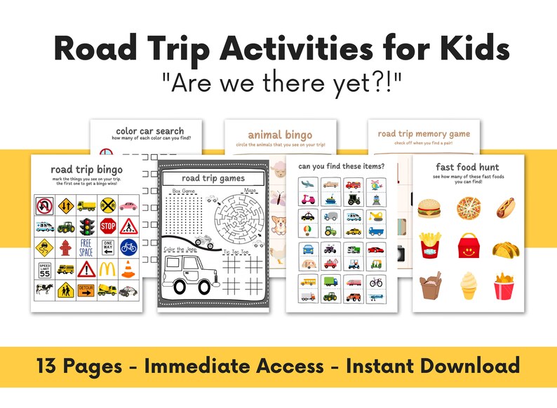 Travel Bingo Game Printable, Kids Road Trip Games Printable, Family ...