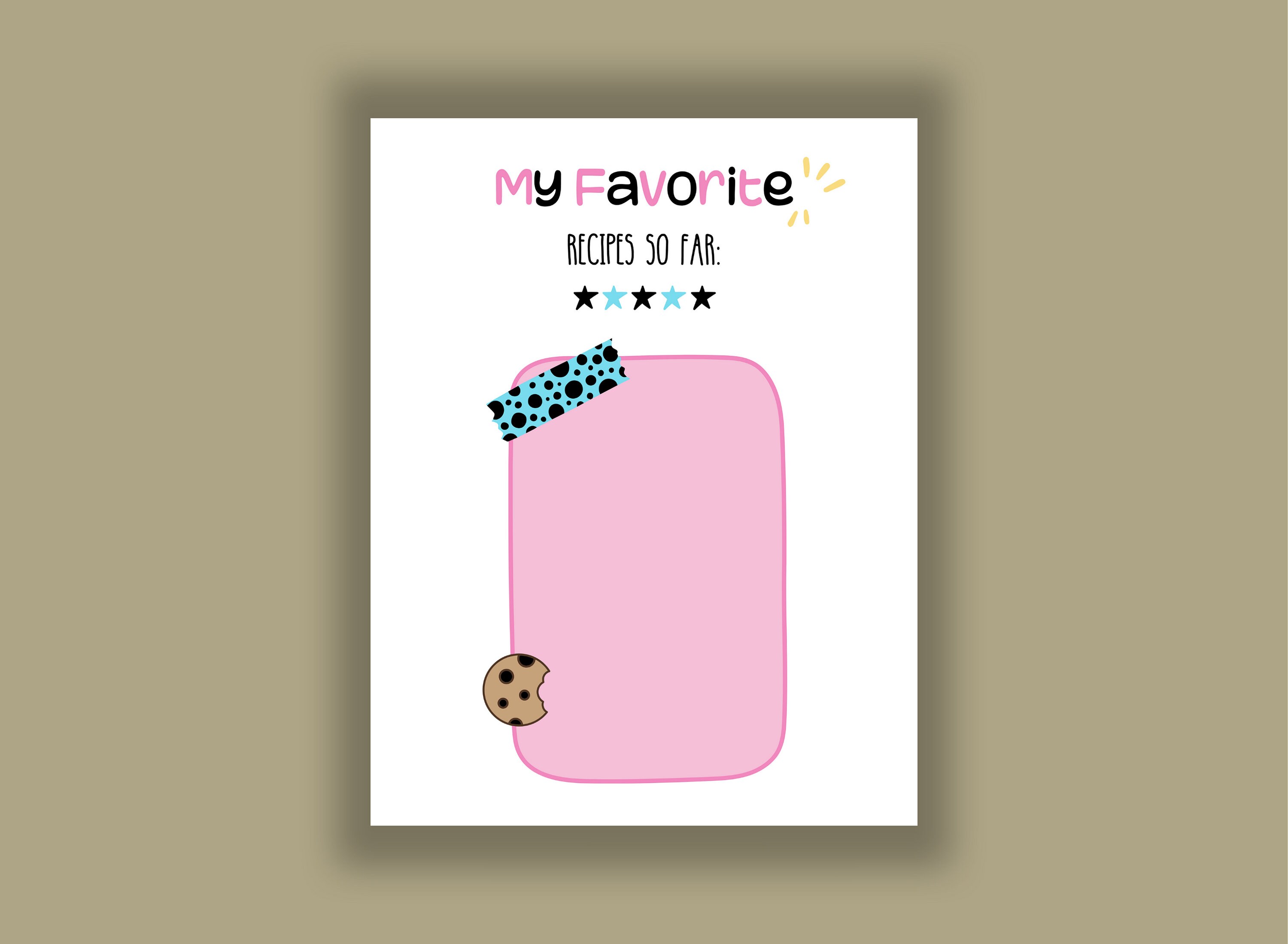 Recipe Template Printable for Kids, Blank Recipe Page, Children's ...