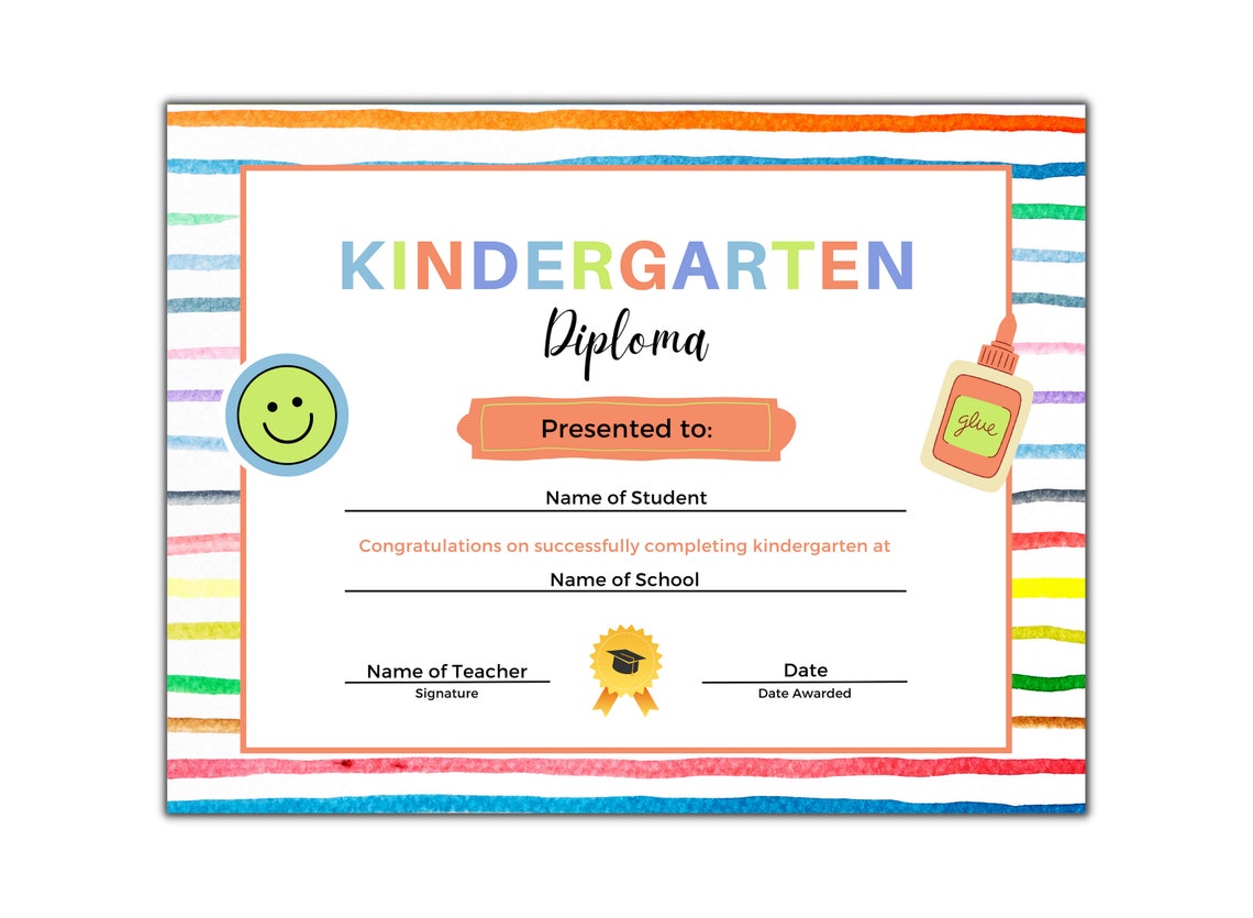 Editable Kindergarten Diploma, Kindergarten Graduation Template ...