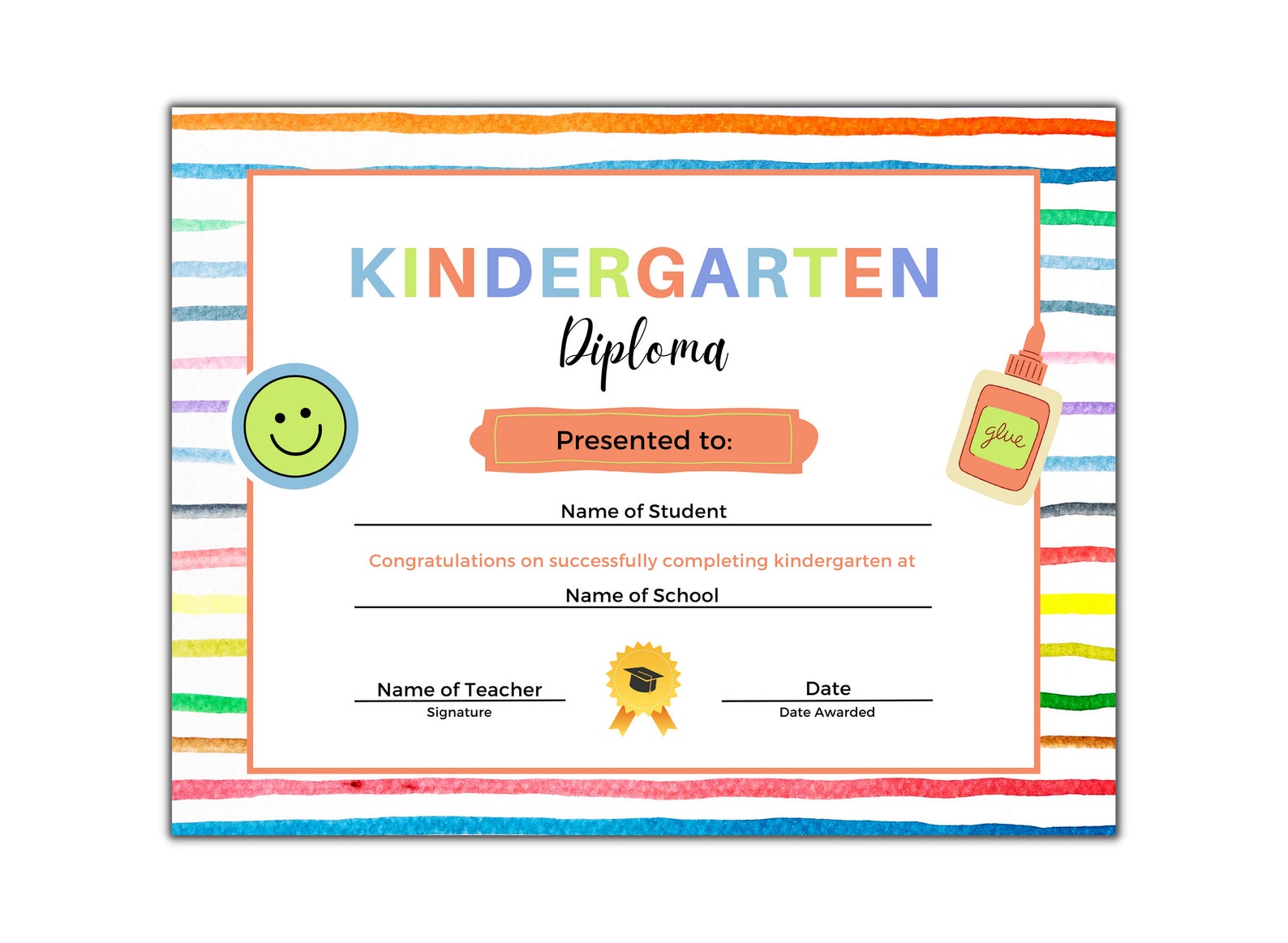 Editable Kindergarten Diploma, Kindergarten Graduation Template ...
