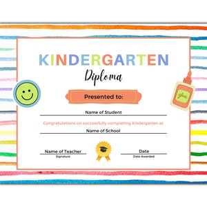 Editable Kindergarten Diploma, Kindergarten Graduation Template ...