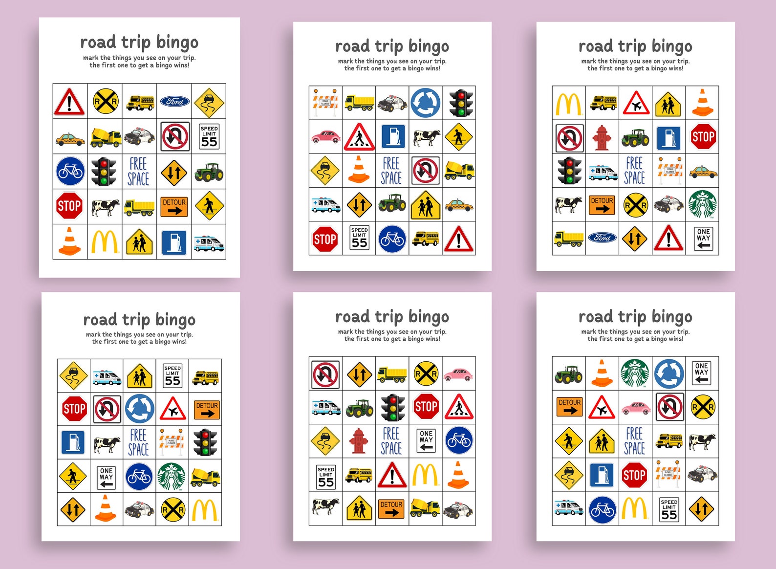 Travel Bingo Game Printable, Kids Road Trip Games Printable, Family ...