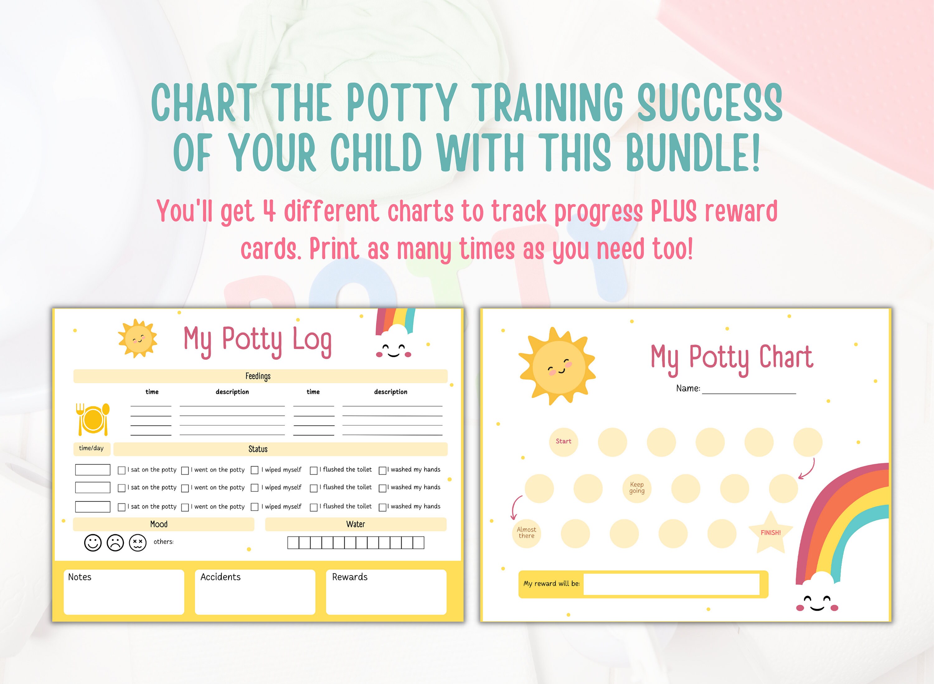 Potty Training Chart Bundle, Prize Chart for Kids, Kids Chart ...