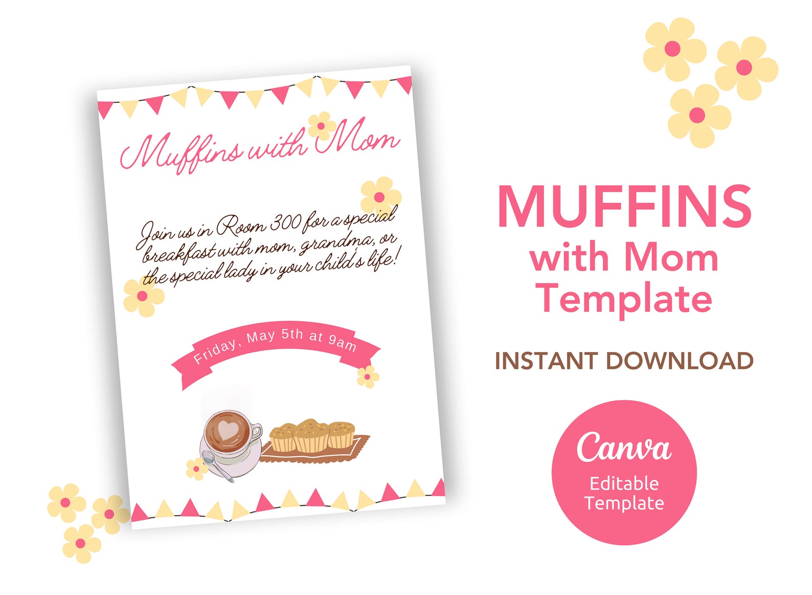 Muffins With Mom Invite, Canva Template, Muffins With Mom Flyer ...