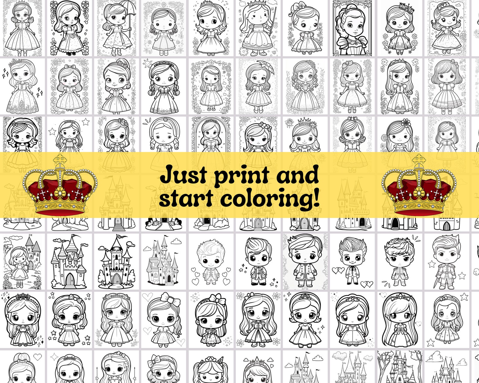 Coronation Coloring Pages Kids, Princess Colouring Pages, Instant ...