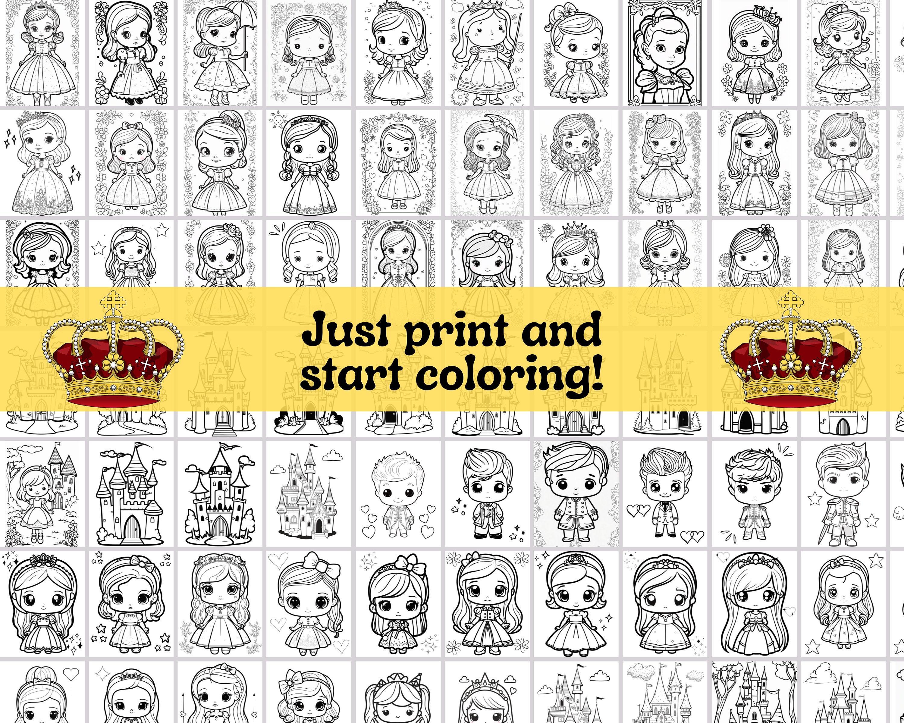 Coronation Coloring Pages Kids, Princess Colouring Pages, Instant ...