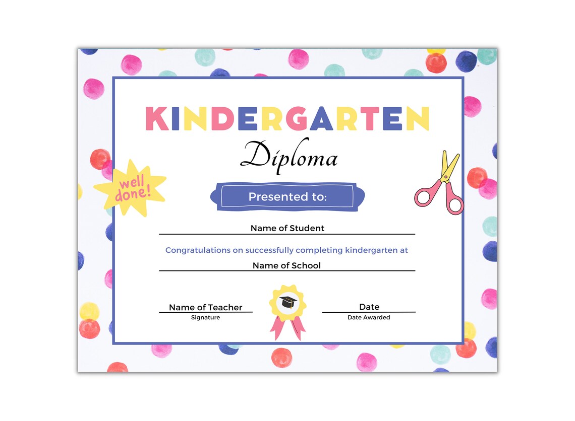 Editable Kindergarten Diploma, Kindergarten Graduation Template ...