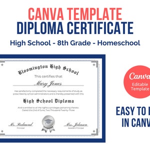 High School Diploma Template, Homeschool Diploma, Graduation Diploma ...