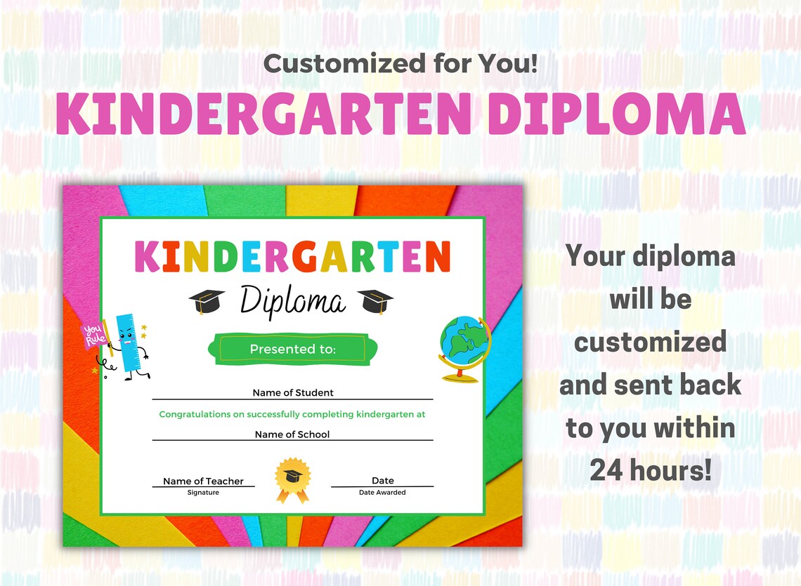 Kindergarten Diploma, Kindergarten Graduation Certificate, Last Day of ...