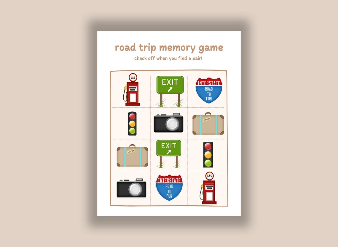Travel Bingo Game Printable, Kids Road Trip Games Printable, Family ...