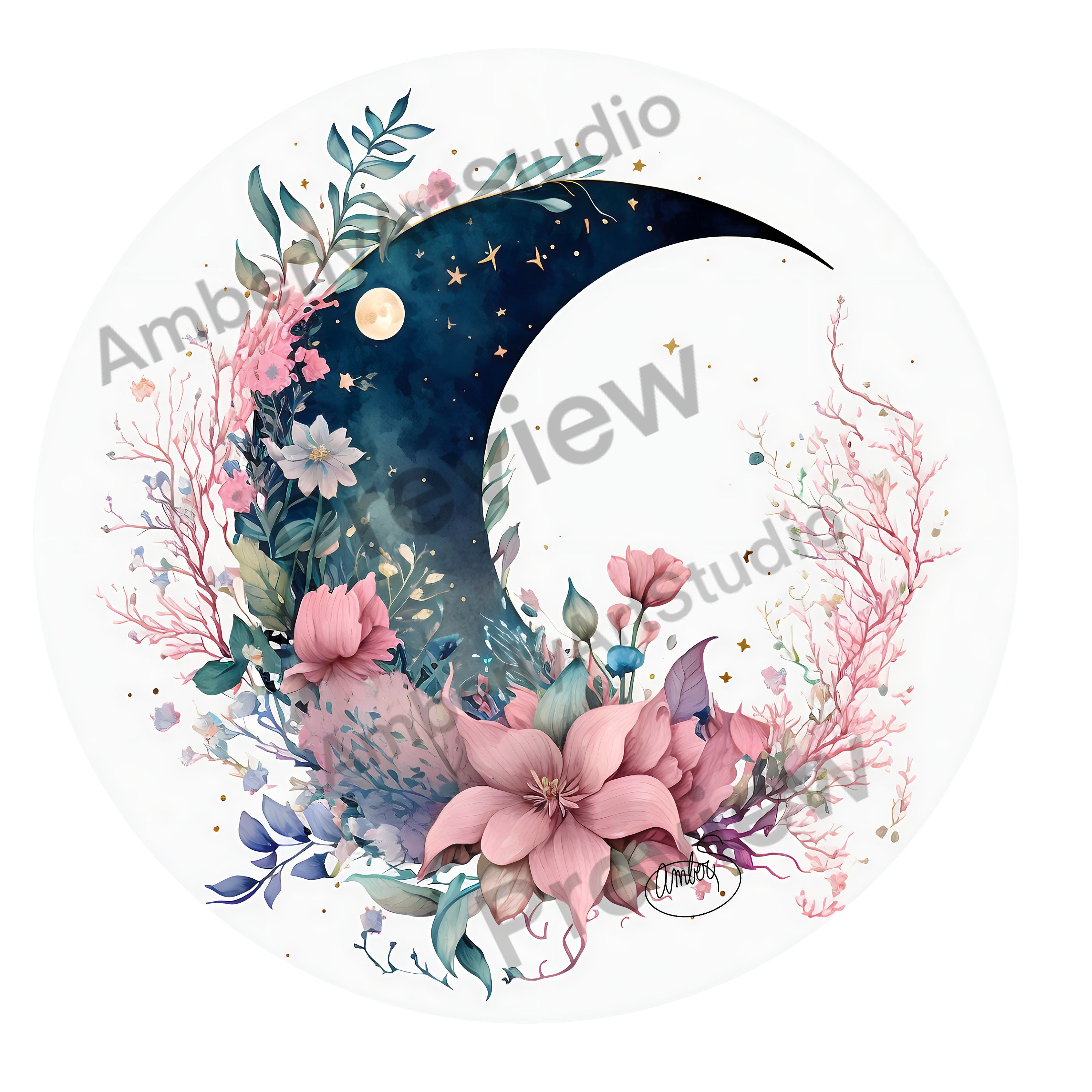 Moon Wrapped in Flowers - Etsy