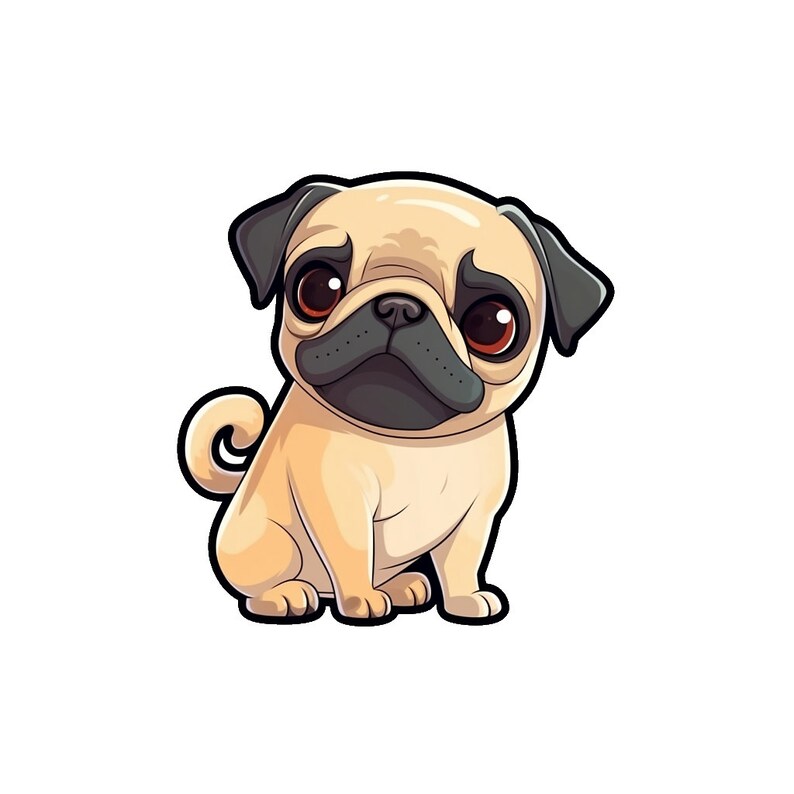 Animal Stickers, Cute Sticker, Cute Animal Stickers, Pug Digital ...