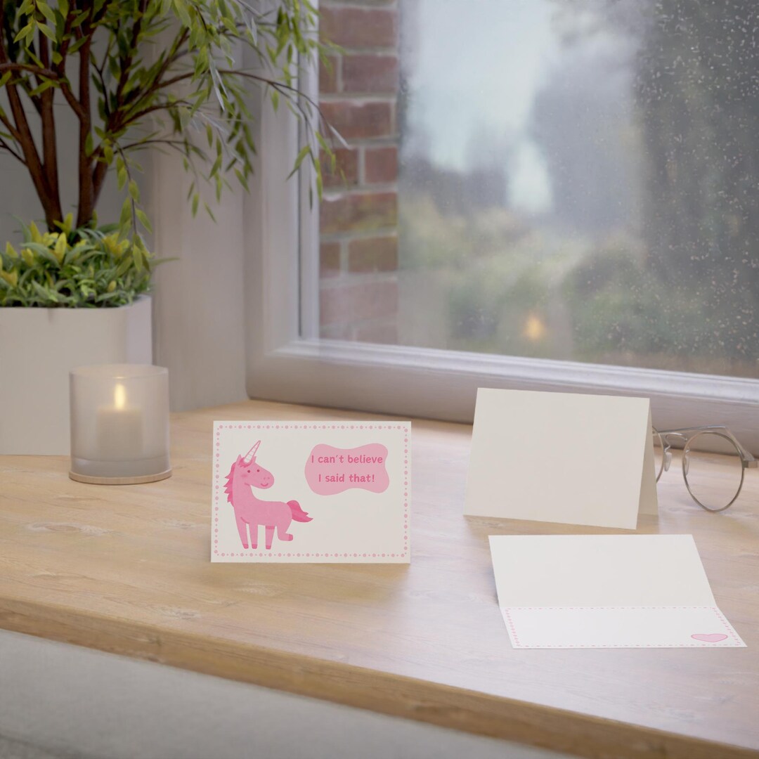 Apology Greeting Cards Cute Unicorn and Heart Design, Pack of 10 ...
