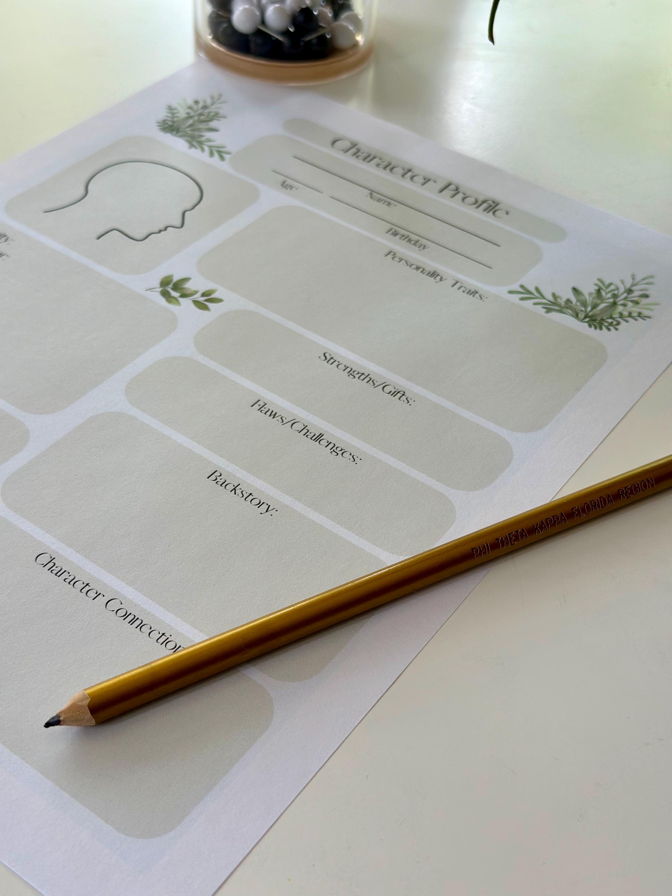 Character Profile Downloadable Template for Writers, Digital File for ...