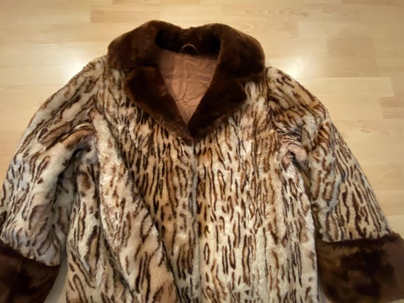 Vintage Ocelot Print Real Sheep Fur Coat - Boho Style… - Gem