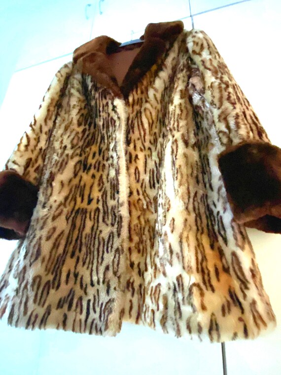Vintage Ocelot Print Real Sheep Fur Coat - Boho Style… - Gem
