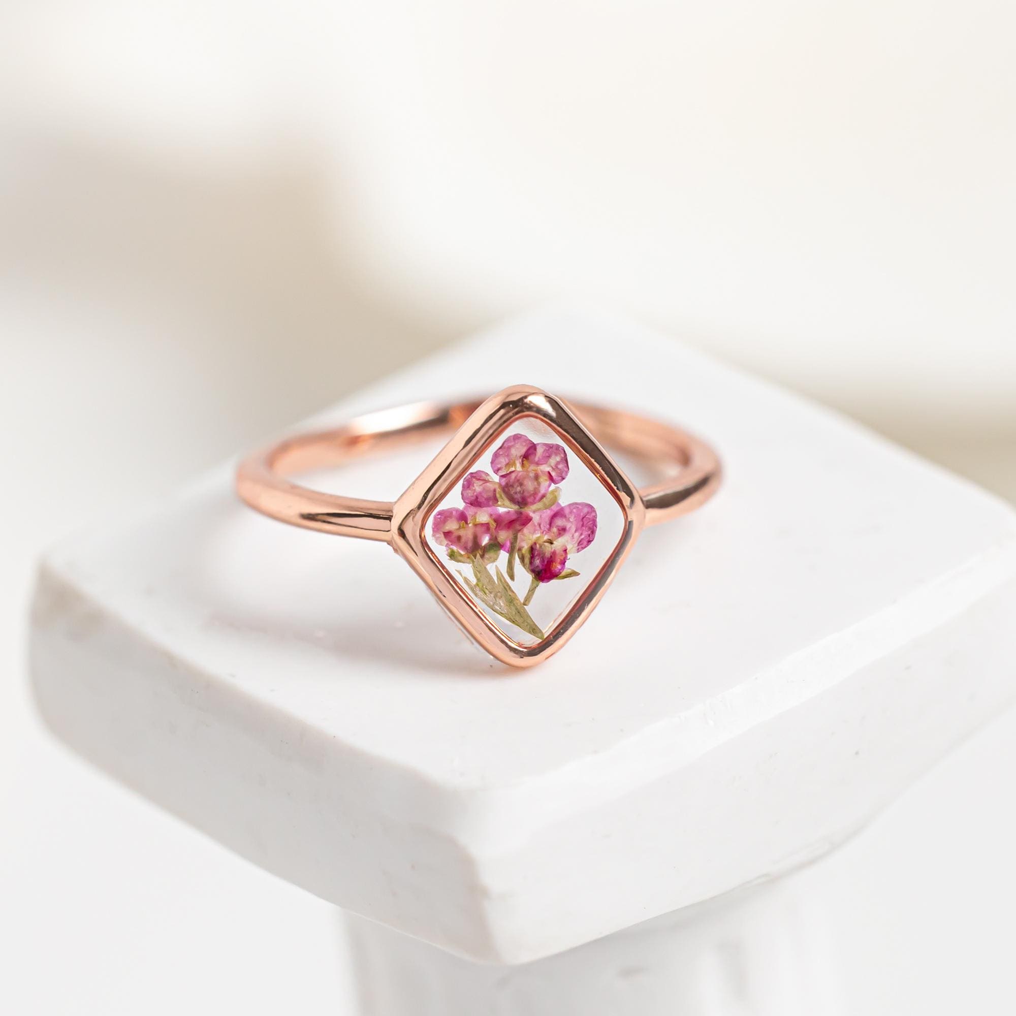 Real Flower Rings for Women, Handmade Real Flower Ring, Pressed Flower ...