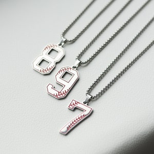 Sport Number Pendant Necklace, Custom Number Necklace, Baseball ...