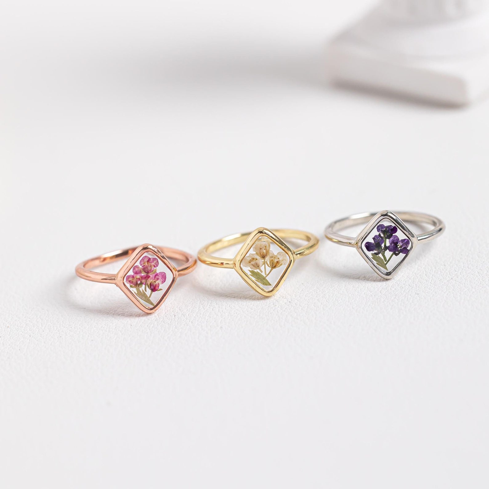 Real Flower Rings for Women, Handmade Real Flower Ring, Pressed Flower ...