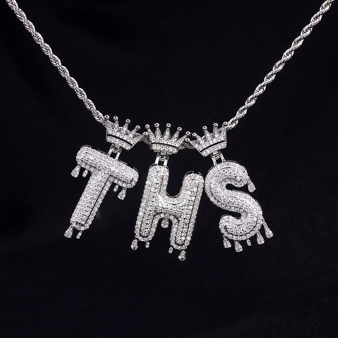 Cubic Zircon Custom Initial Necklace for Men, Unisex Necklace, Hip Hop ...