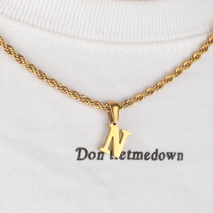 18K Gold Custom Initial Necklace for Men, Mens Rope Chain Necklace With ...