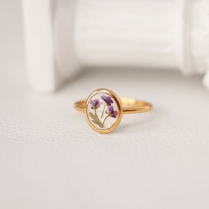 Pressed Flower Rings for Women, Handmade Real Flower Rings, Birthday ...