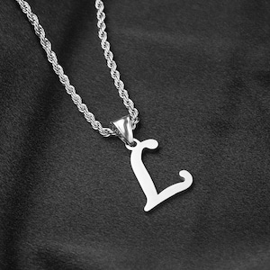 Personalized Initial Necklace for Men, Custom Silver Letter Pendant ...