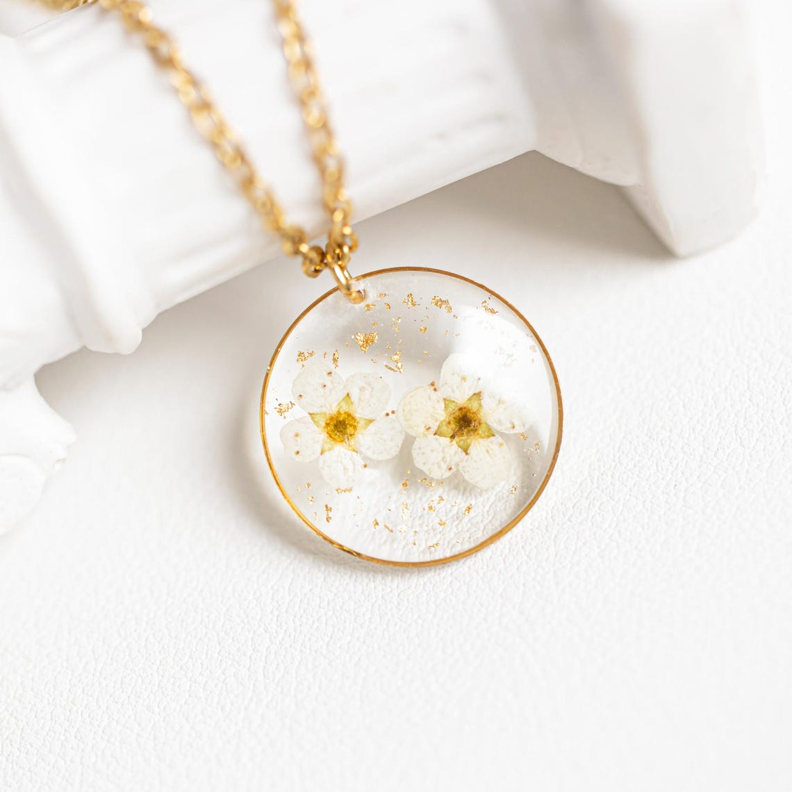 Real Daffodil Flower Necklace: March Birth Flower, Handmade Resin ...