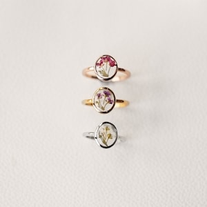 Pressed Flower Rings for Women, Handmade Real Flower Rings, Birthday Gift, Christmas Gift for ...