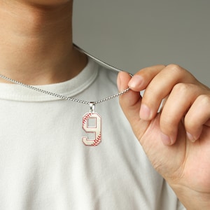 Sport Number Pendant Necklace, Custom Number Necklace, Baseball ...