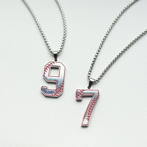 Sport Number Pendant Necklace, Custom Number Necklace, Baseball ...