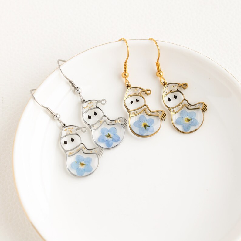 Forget Me Not Flower Snowman Necklace, Handmade Real Flower Necklace ...