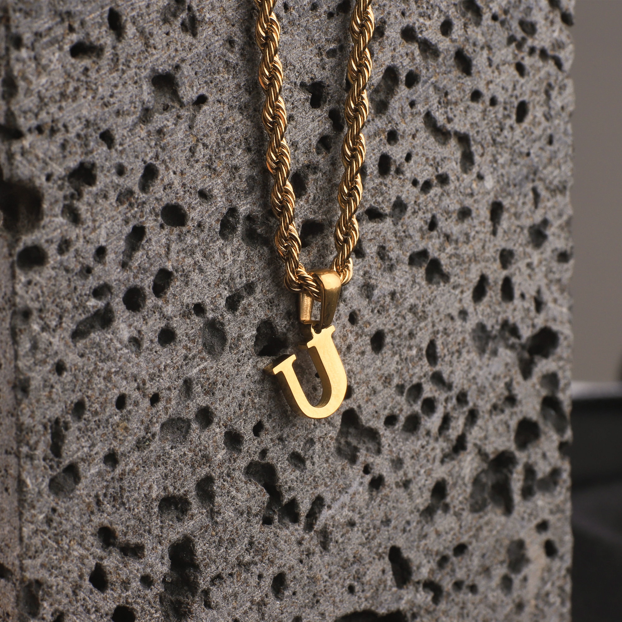 18K Gold Custom Initial Necklace for Men Mens Rope Chain - Etsy