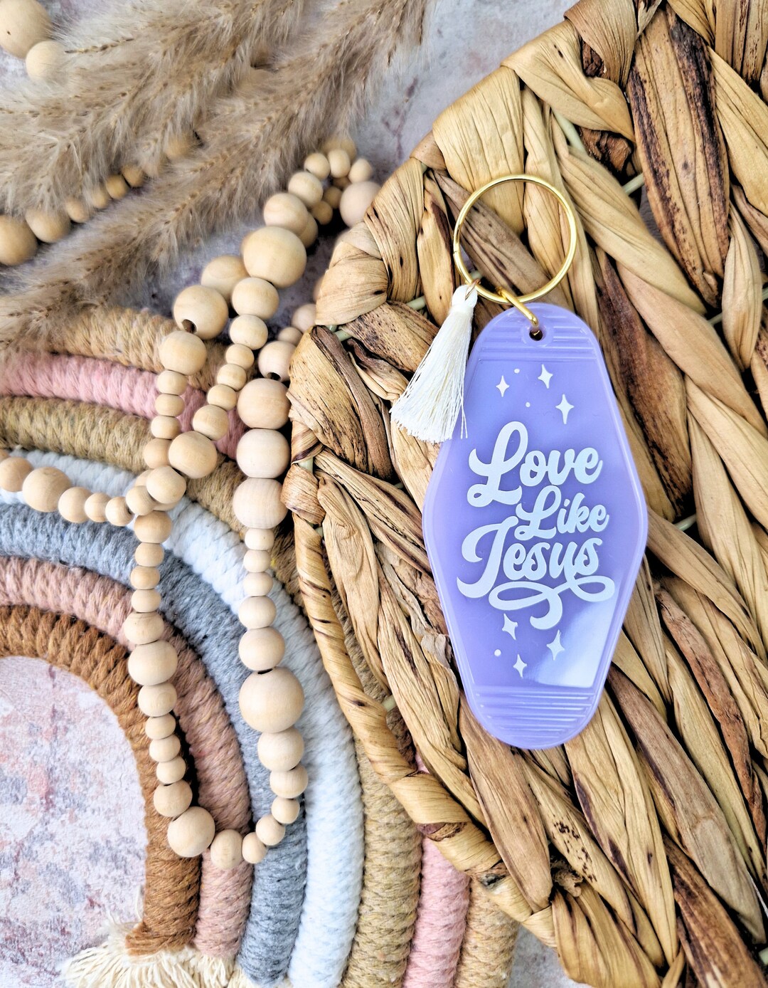 Christian Keyring Religious Keyring Motel Keyring Retro Love Like Jesus ...