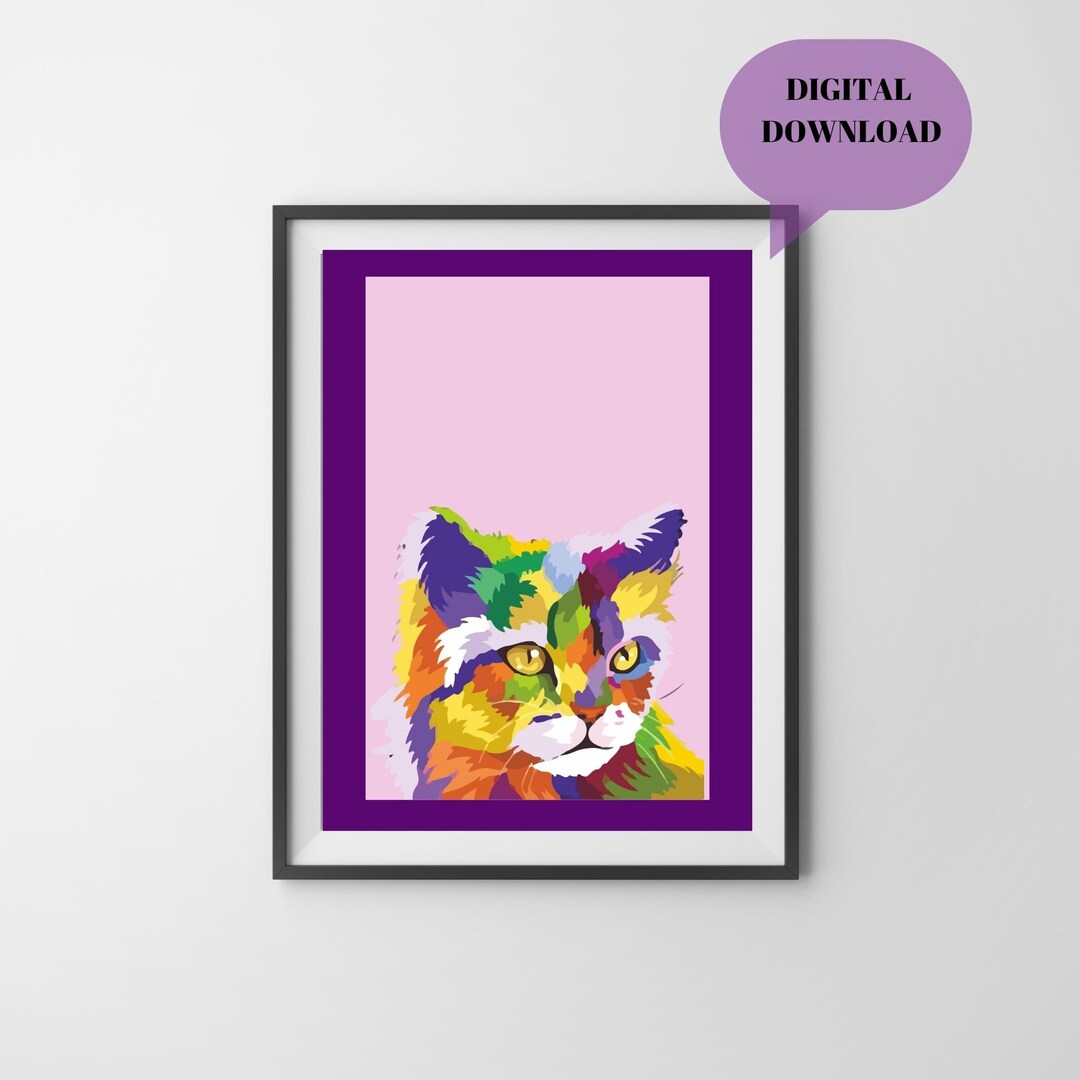 Pop Cat Art , Cat Wall Art , Digital Download , Printable Cat Art , Art ...