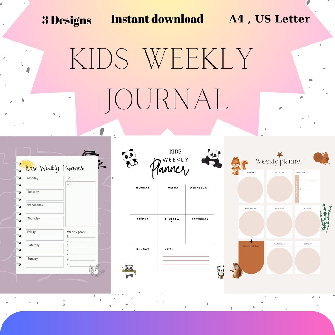 Kids Weekly Planner | Kids Journal Printable | Journal for Kids | Kids ...