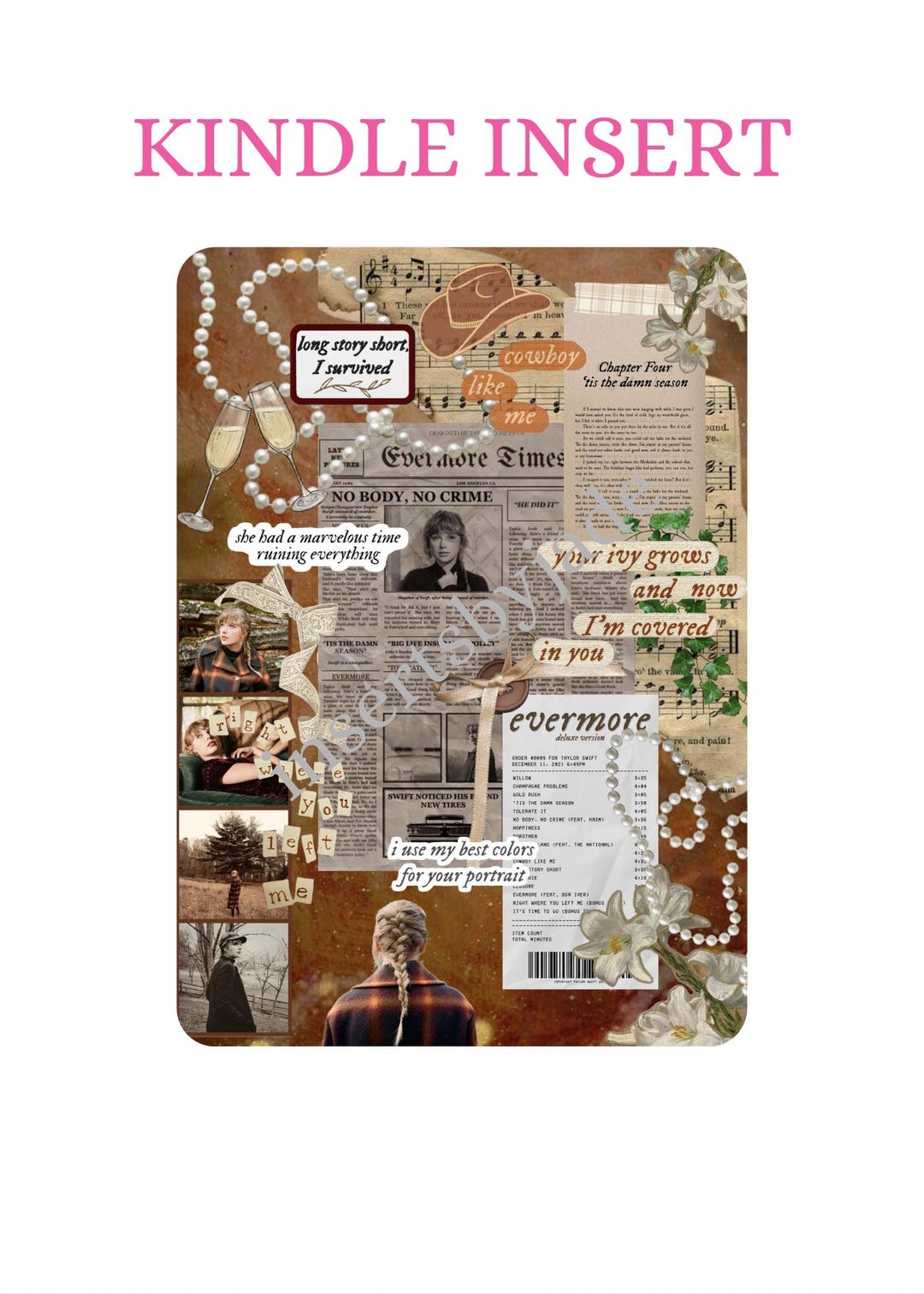 TS Evermore Inspired Kindle Insert for Basic Kindle 2024 Release ...