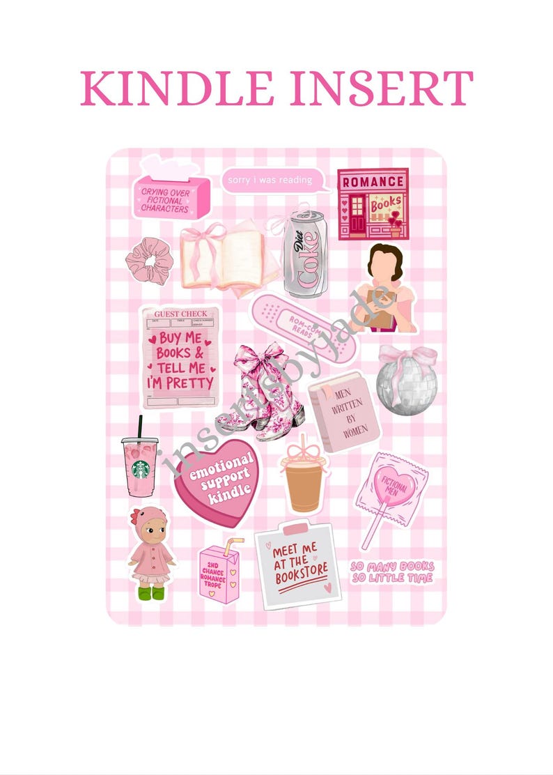 Pink Girly Inspired Kindle Insert for Basic Kindle 2024 Release ...