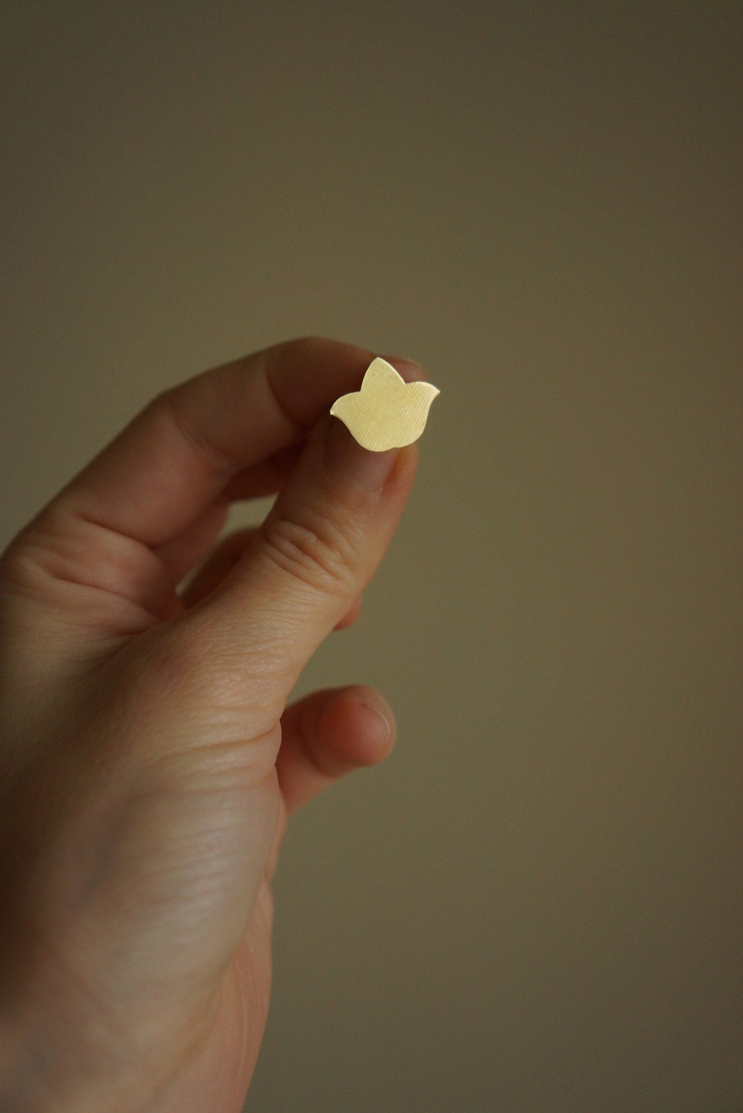 Tatar Tulip Stud Earring, Minimalist Gold Flower, Hypoallergenic Silver ...