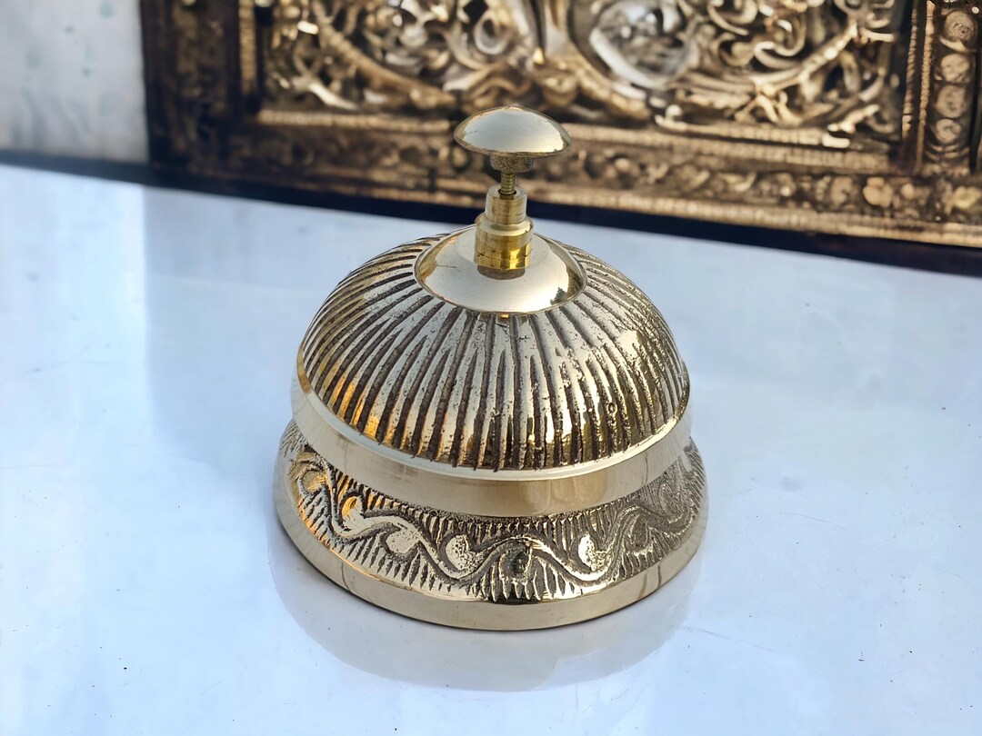 Brass Call Bell, Stylish Tabletop Bell for Hotel Reception Service and ...