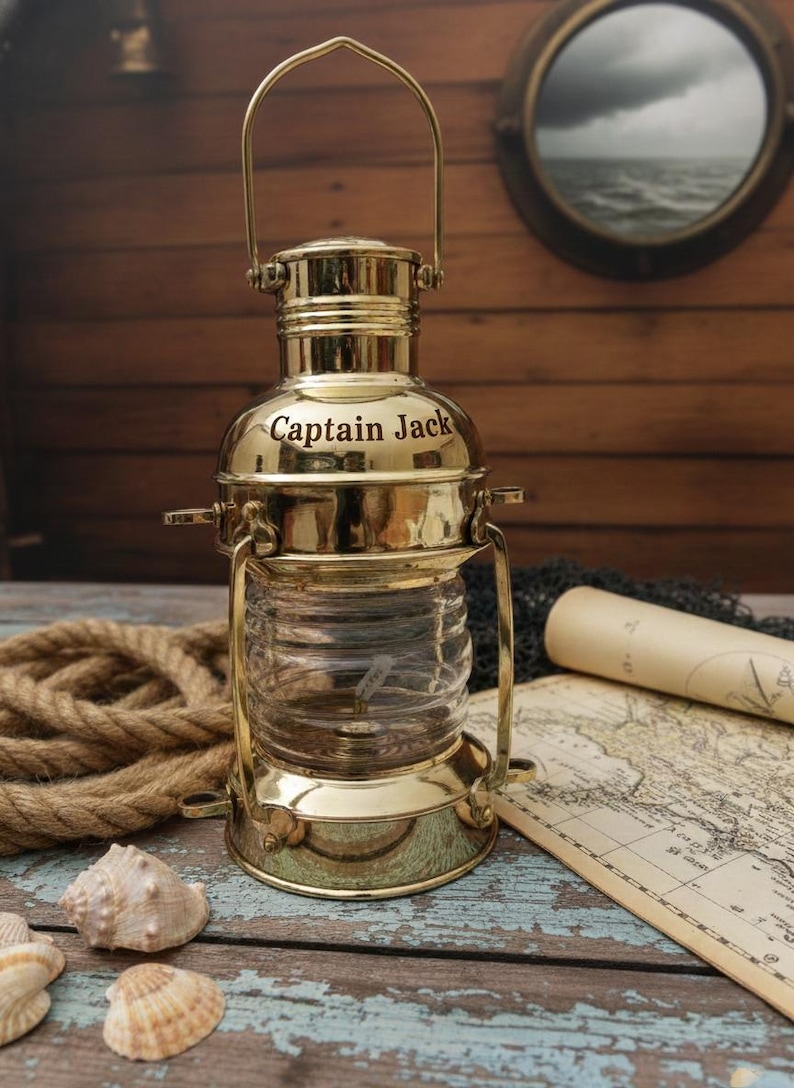 Personalized Brass Nautical Lantern, Custom Engraved Ship Oil Lamp ...