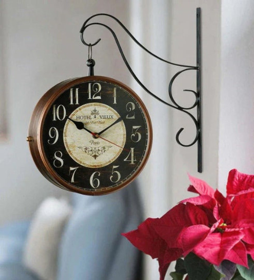 Antique Brown Metal Analog Railway Clock, Wall Hanging Clocks, Wall ...