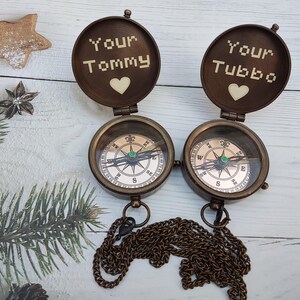 Tommy Tubbo Compass Pair: Personalized Brass Compass Gift Set for ...
