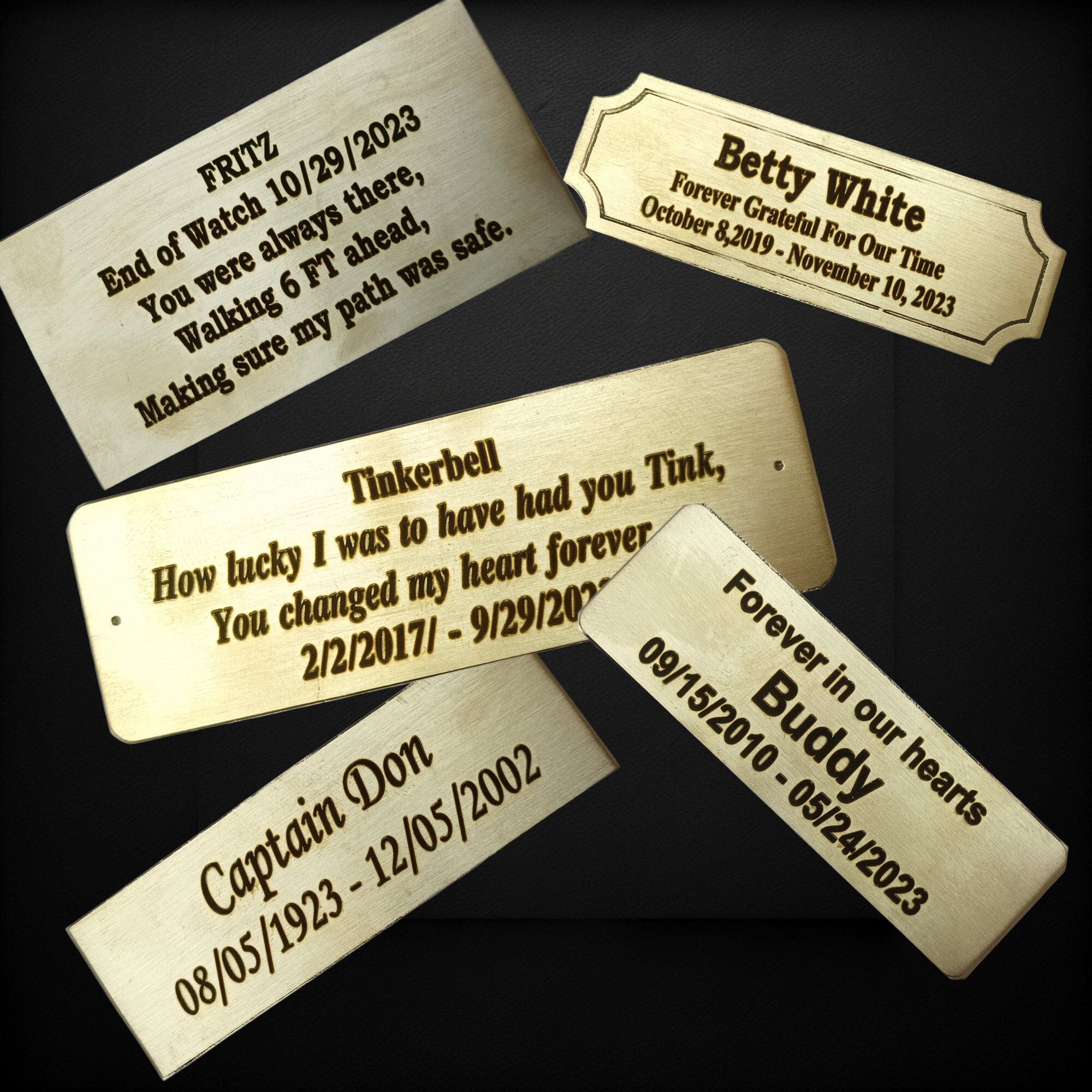 Custom Personalized Brass Name Plate Engraved, Pet Memorial Name Plate ...