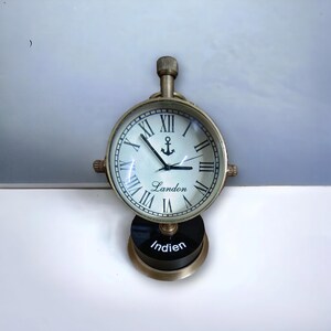 Personalized Brass Table Clock – Retro Nautical Desk Timepiece, Custom ...