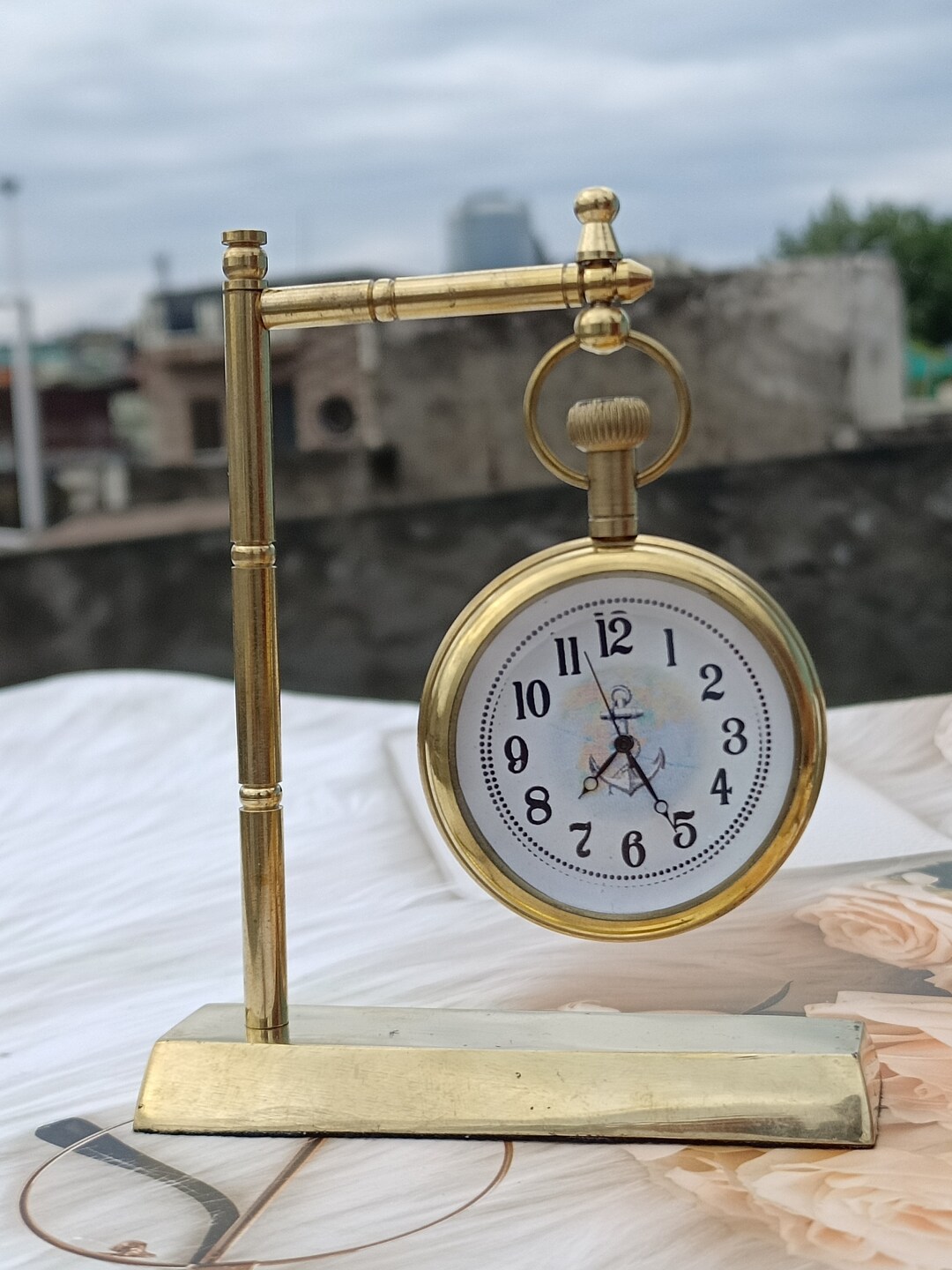 Persoalized Antique Brass Nautical Table Clock for Office, Collectible ...