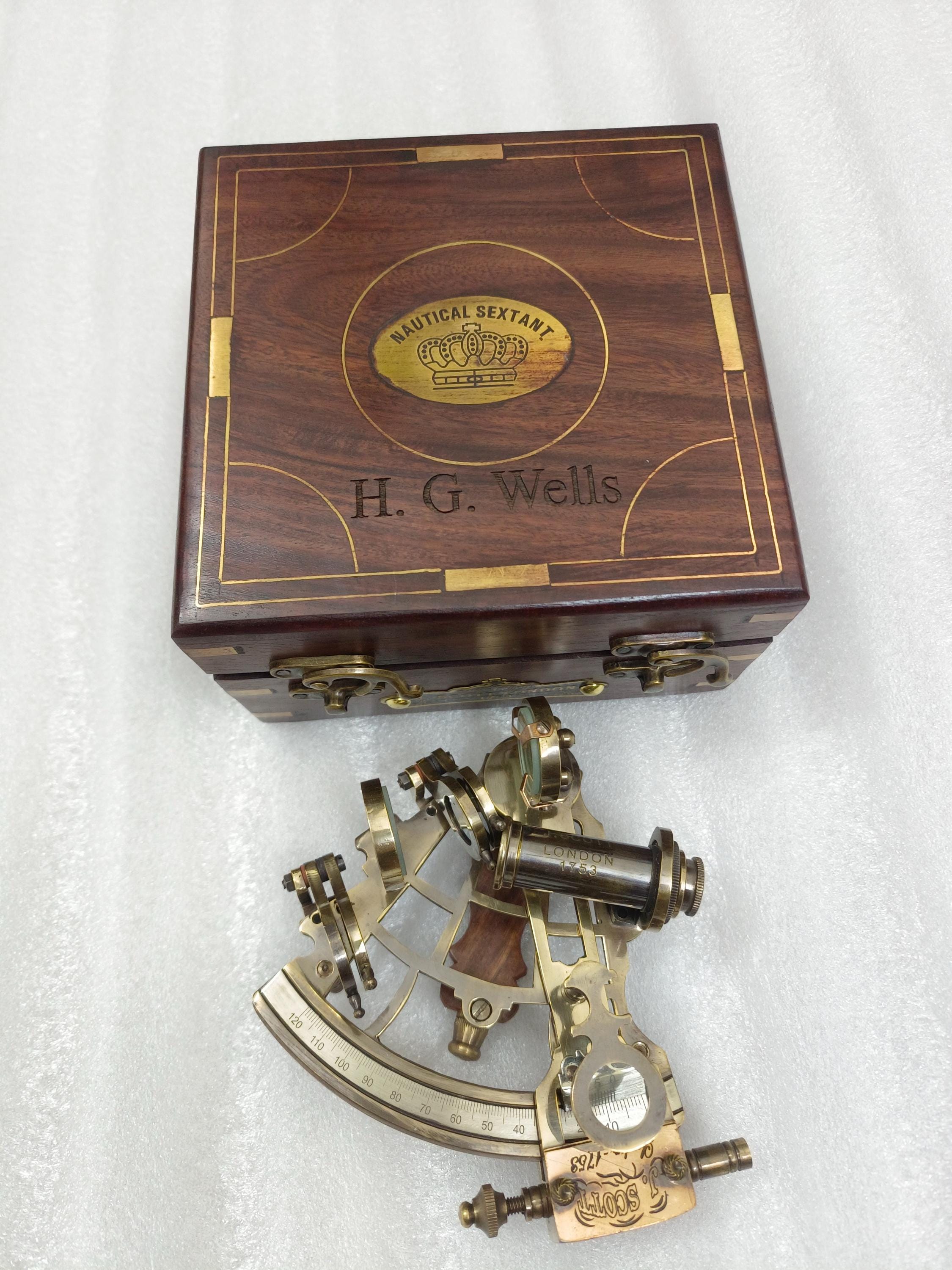 Personalized Brass Sextant, Nautical Steampunk Decor, Custom Engraved ...